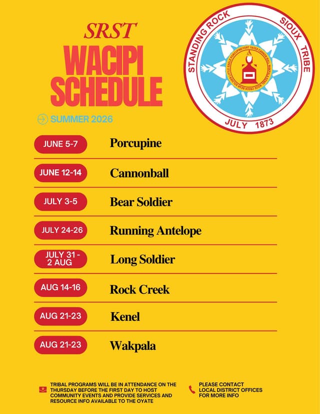 Standing Rock Sioux Tribe releases 2026 summer wacipi schedule | Flyers ...