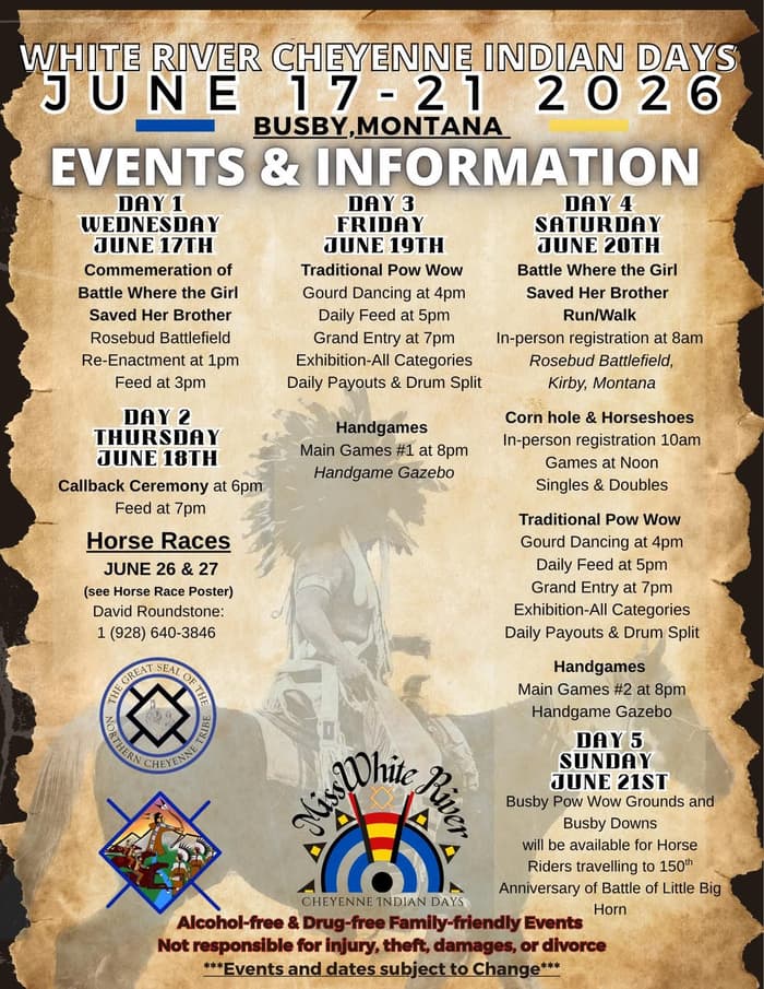 White River Cheyenne Indian Days set for June 17-21 in Busby | Flyers ...